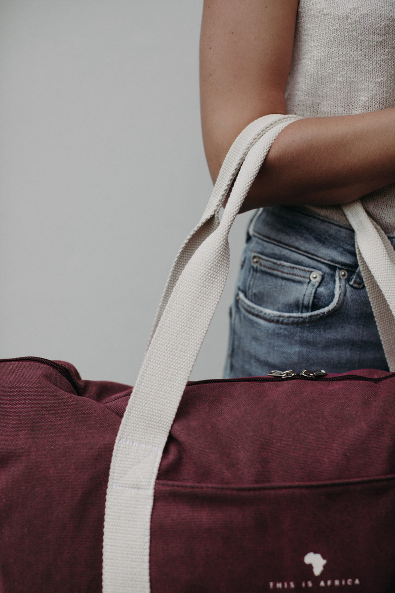 Maroon Weekender Bag – thisisafricastore.co.za